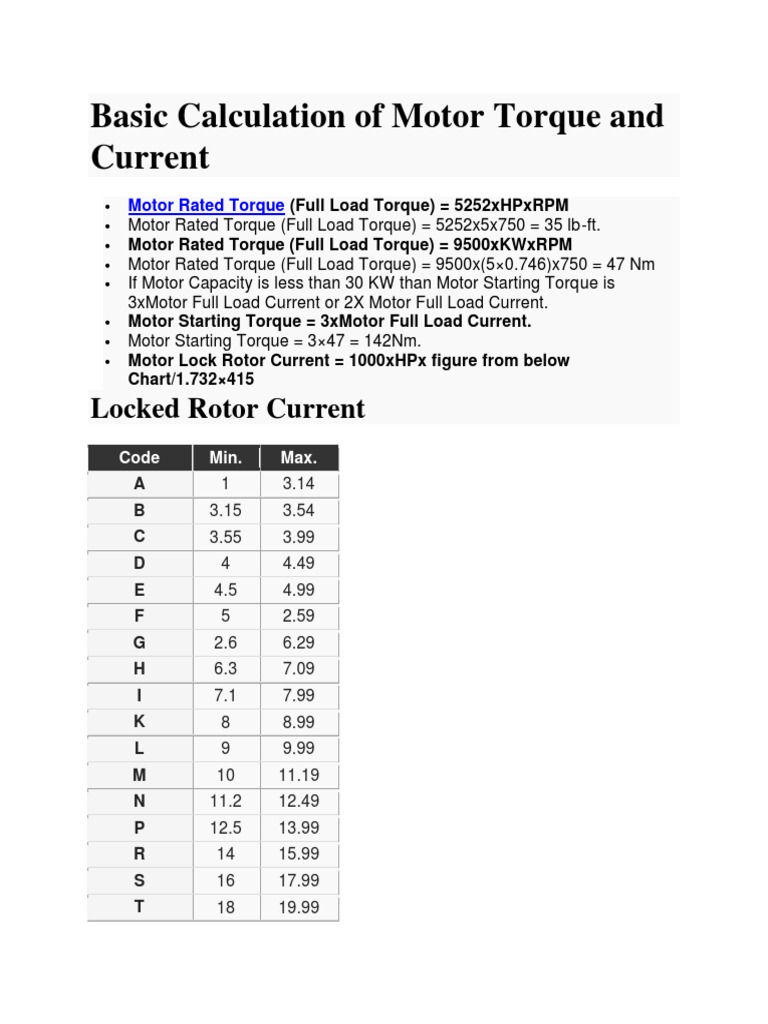 Basic Calculation of DOL | PDF | Electric Motor | Relay