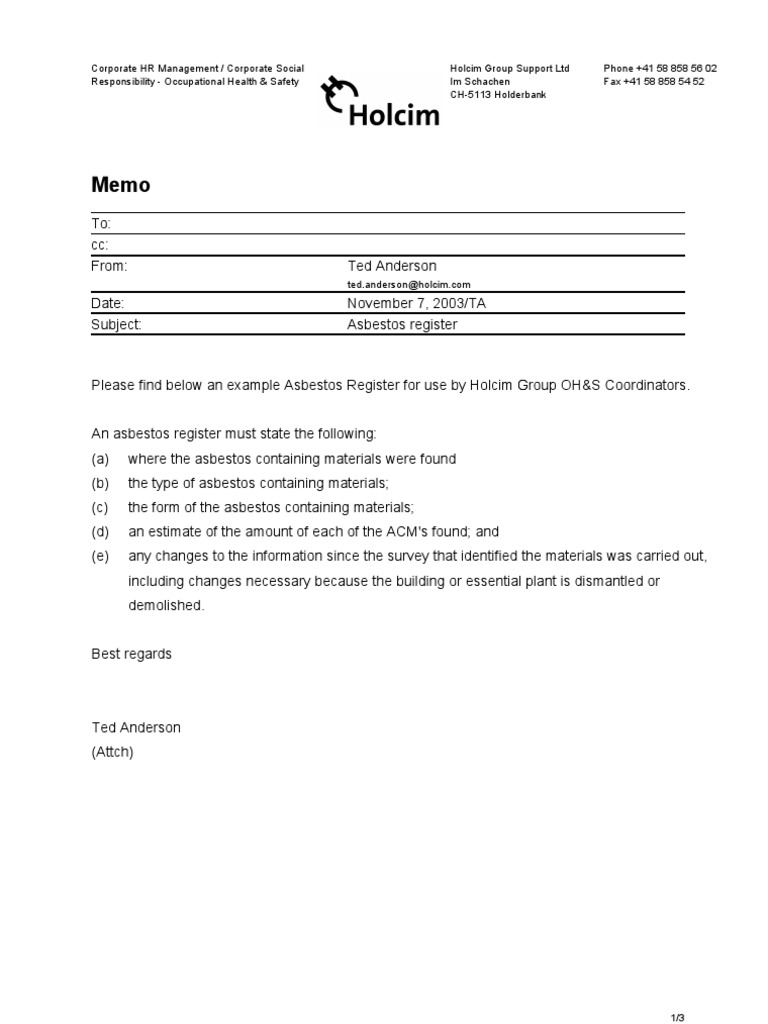Approved Asbestos Register | PDF | Asbestos | Minerals
