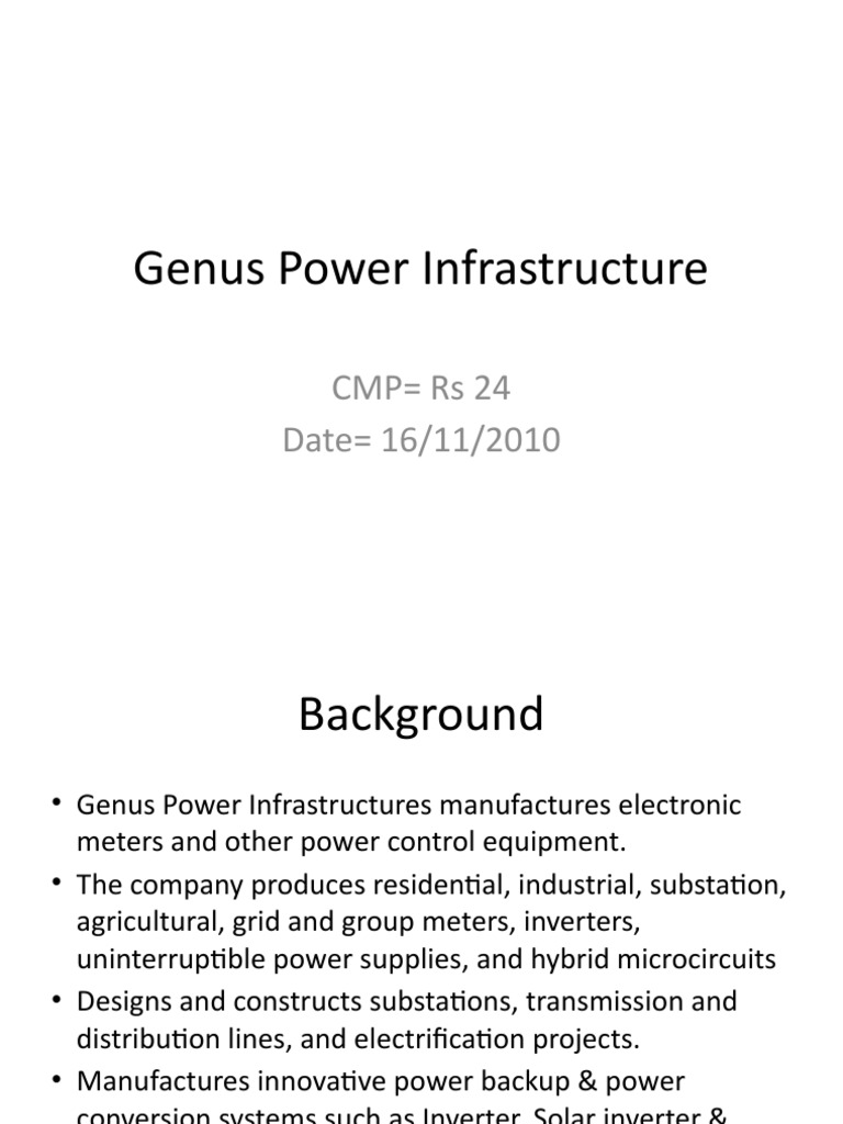Genus Power Infrastructure-20!11!2010 | PDF | Electric Power | Power ...
