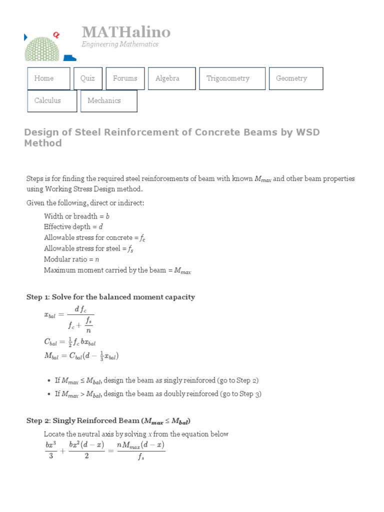 Mathalino: Design of Steel Reinforcement of Concrete Beams by WSD ...