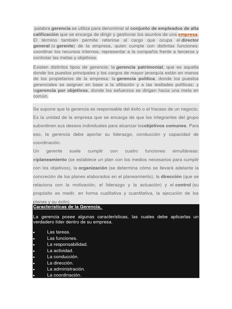 Gerencia Patrimonial: Definición y Funciones | PDF | Planificación ...