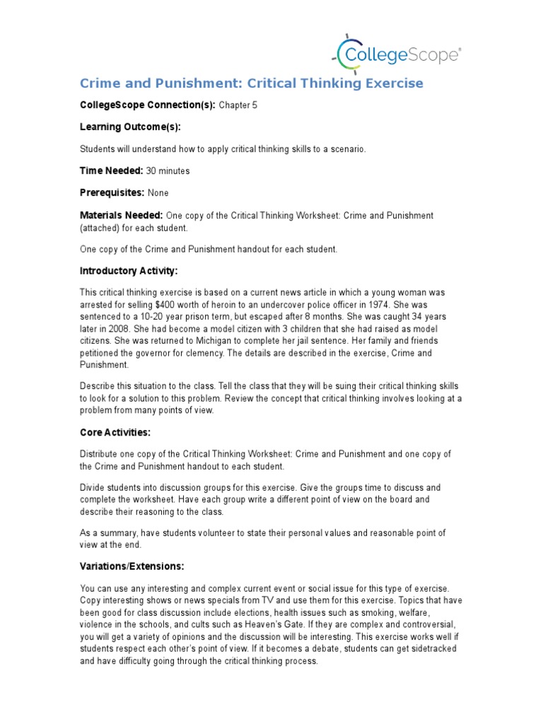 Critical Thinking Exercise-Crime and Punishment | PDF | Critical ...