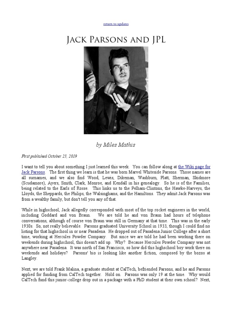 Jack Parsons and JPL BY MILES MATHIS | PDF