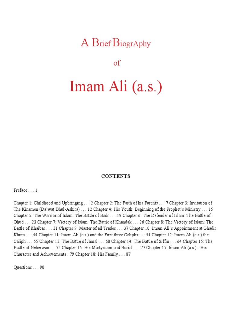 1 - A Brief BiogrAphy of Imam AlI (A.s.) | PDF | Muhammad | Ali