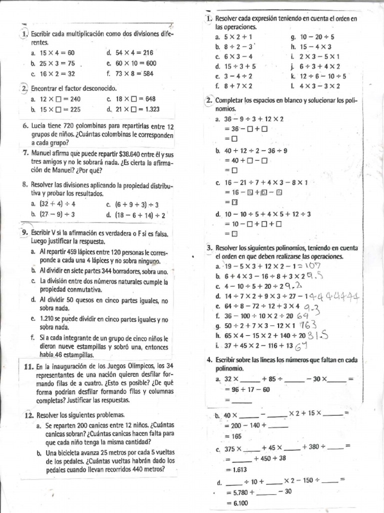 Operaciones Con Números Enteros | PDF