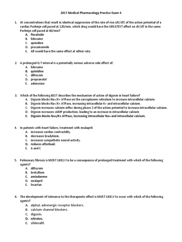 2017 Medical Pharmacology Practice Exam 4 | PDF | Cholesterol ...