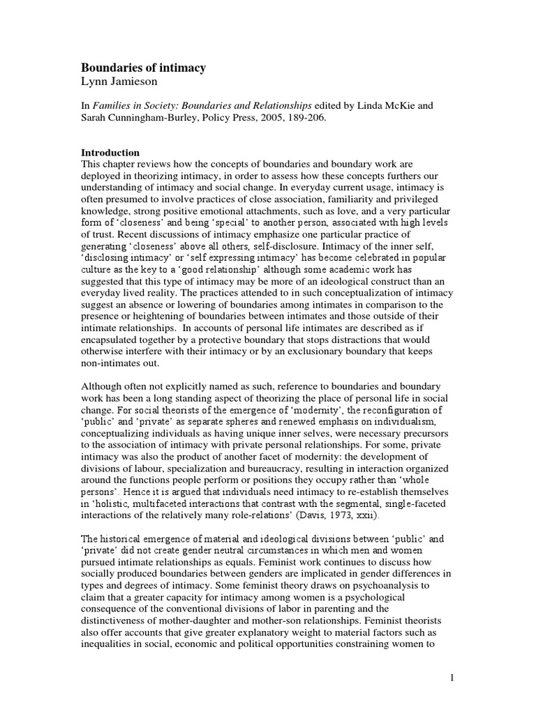 Boundaries of Intimacy | PDF | Intimate Relationships | Family