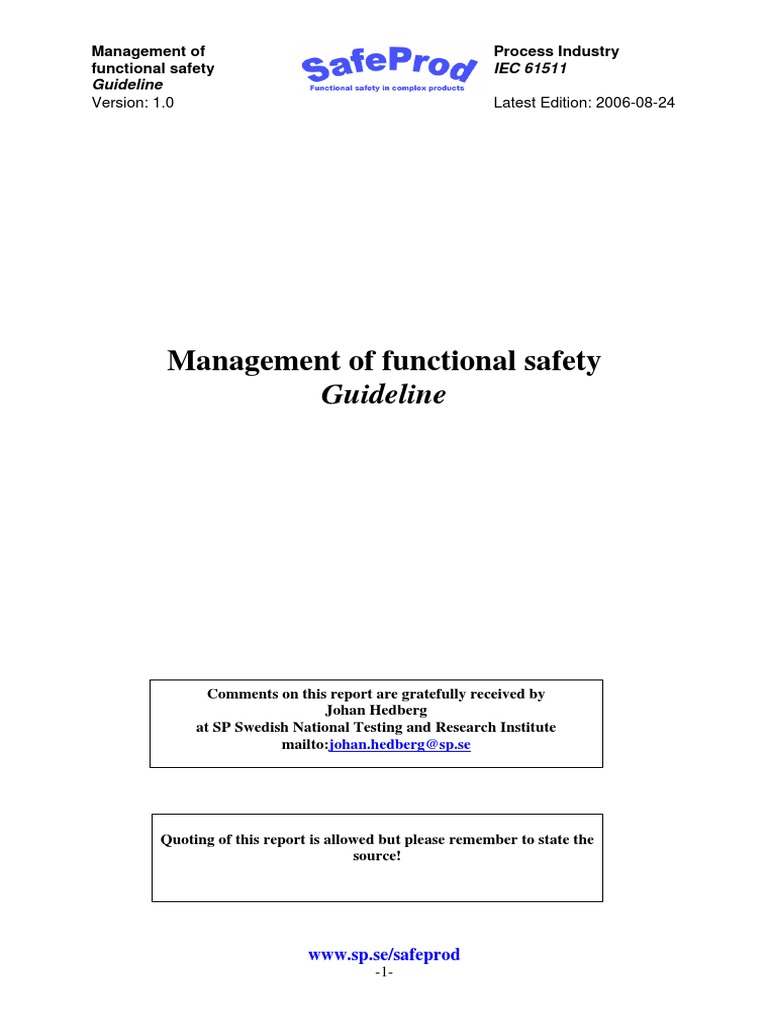 Management of Functional Safety Guideline Process PDF | PDF | Risk ...