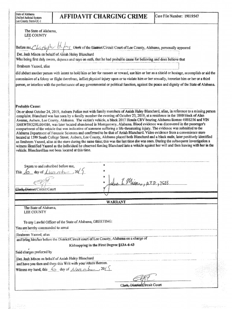 Ibraheem Yazeed Probable Cause Affidavit | PDF