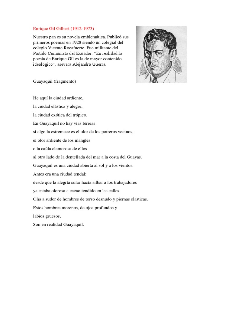 Enrique Gil Gilbert: Poeta de Guayaquil | PDF | Historia