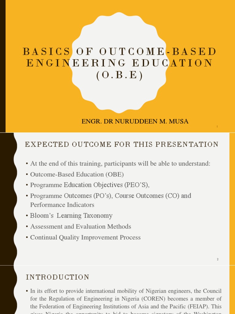Basics of Outcome-Based Engineering Education (Obe) | PDF | Engineering ...