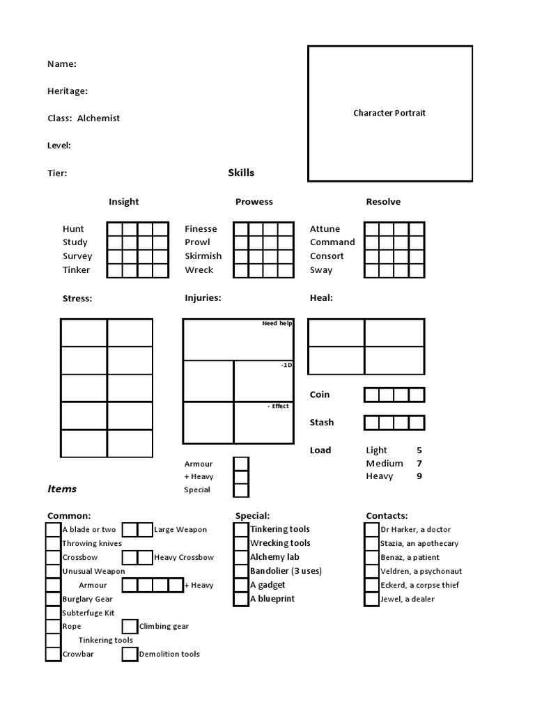 Skills: Name: Heritage: Class: Alchemist | PDF | Alchemy
