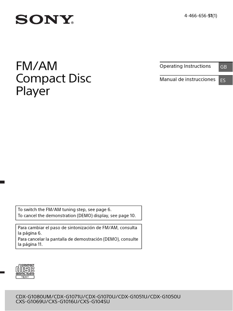Manual Stereo Sony PDF | PDF | Compact Disc | Usb Flash Drive