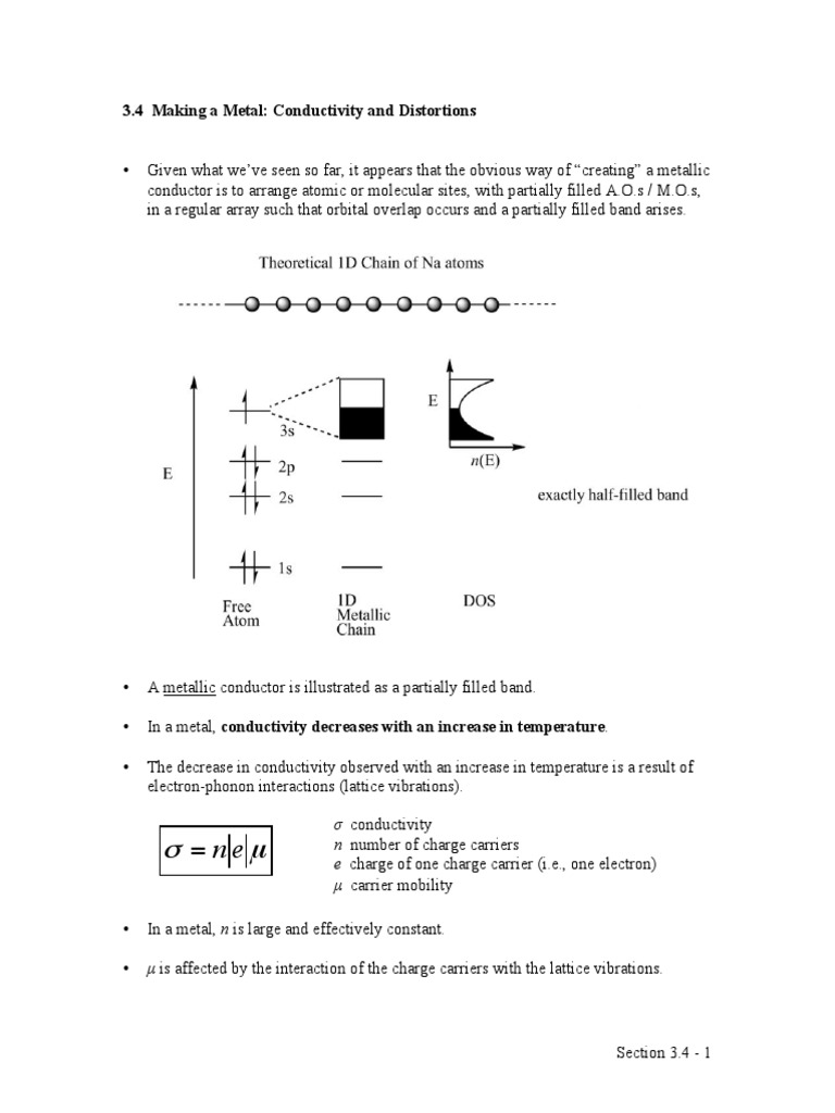 3.4 Making A Metal: Conductivity and Distortions | PDF | Electrical ...