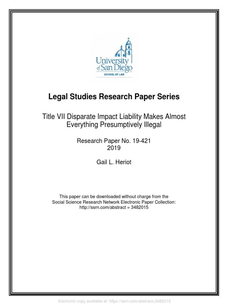 Legal Impacts of Title VII Liability | PDF | Disparate Impact | Civil ...