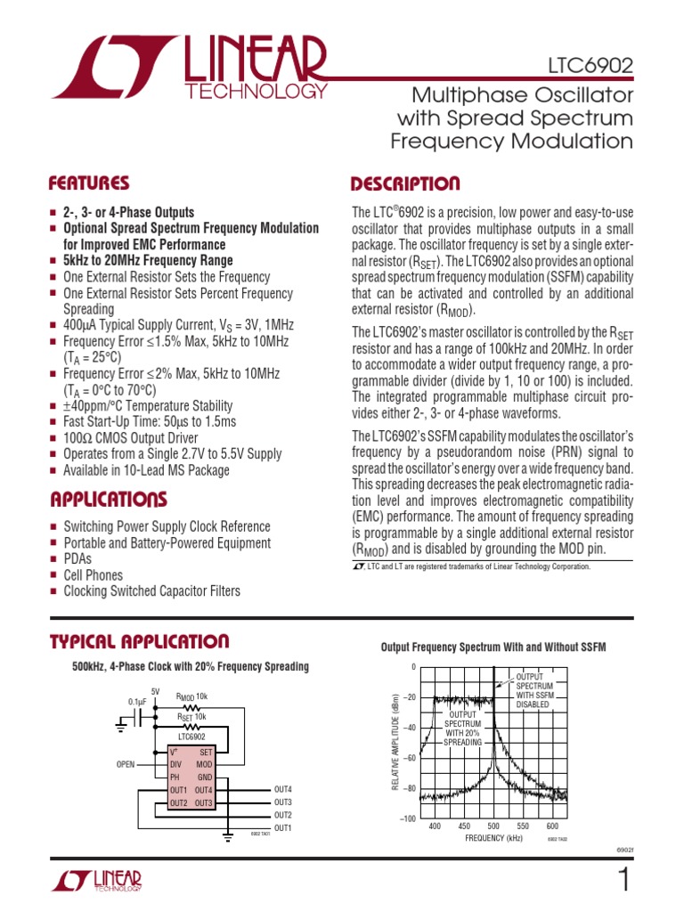 Descriptio Features: LTC6902 Multiphase Oscillator With Spread Spectrum ...