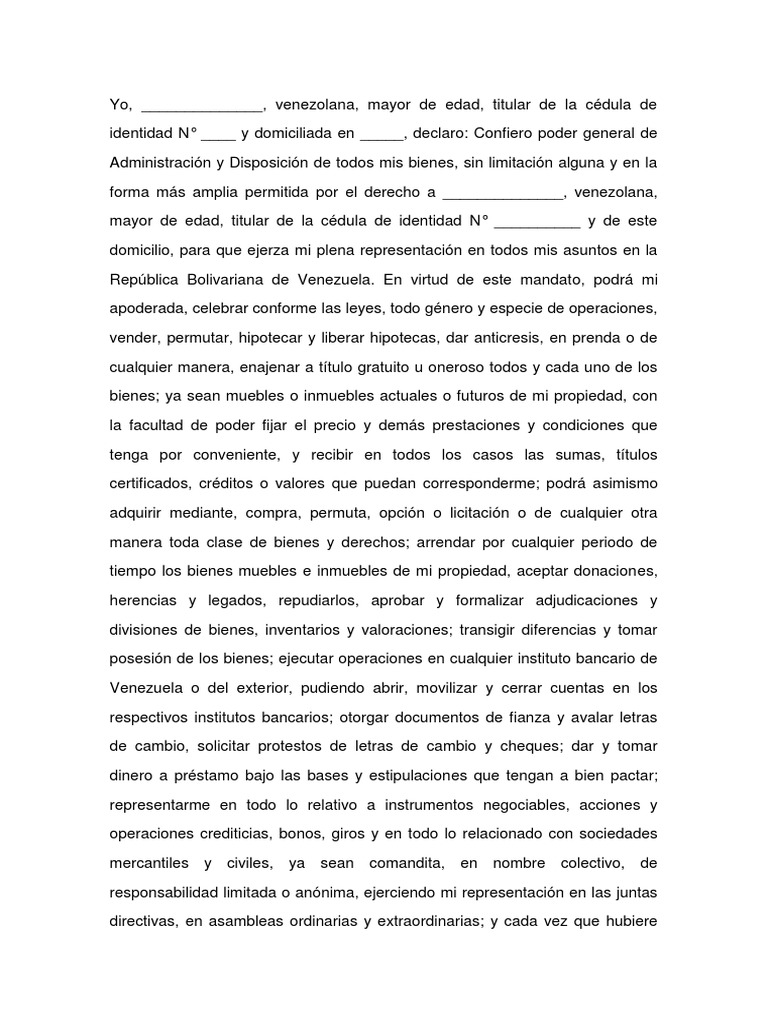 Modelo Poder General | PDF | Propiedad | Venezuela