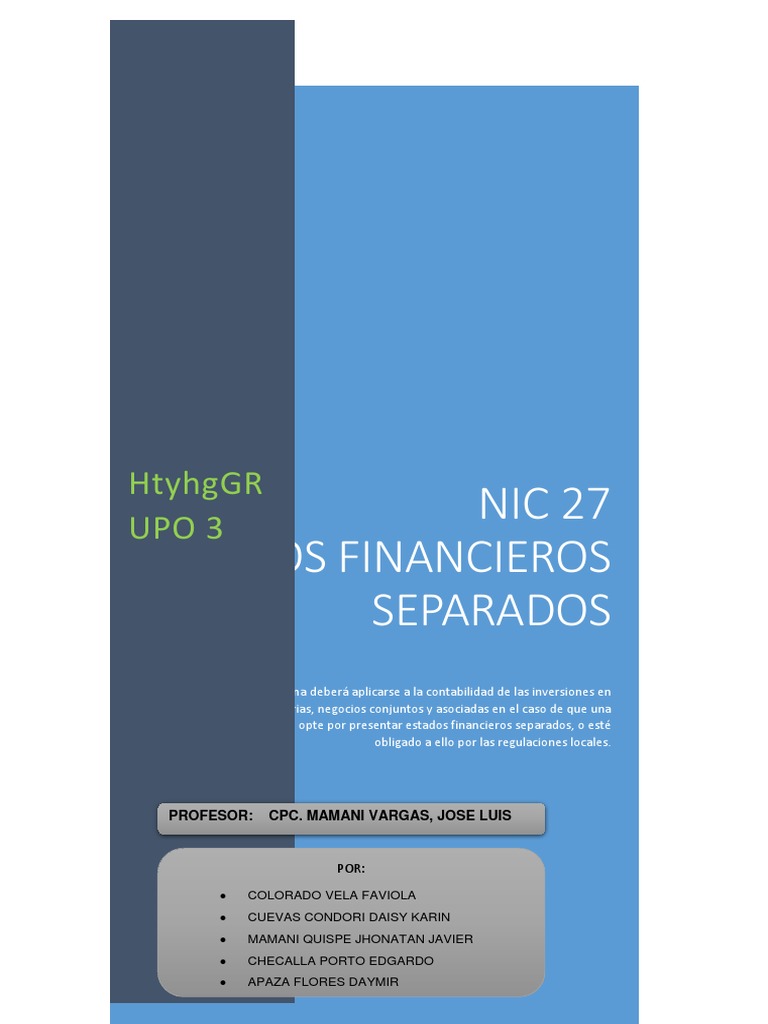 Nic 27 | PDF | normas internacionales de INFORMACION FINANCIERA ...