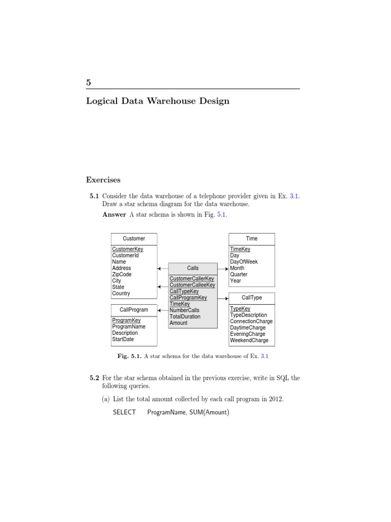 5 Logical Data Warehouse Design: Exercises | PDF | Airlines ...
