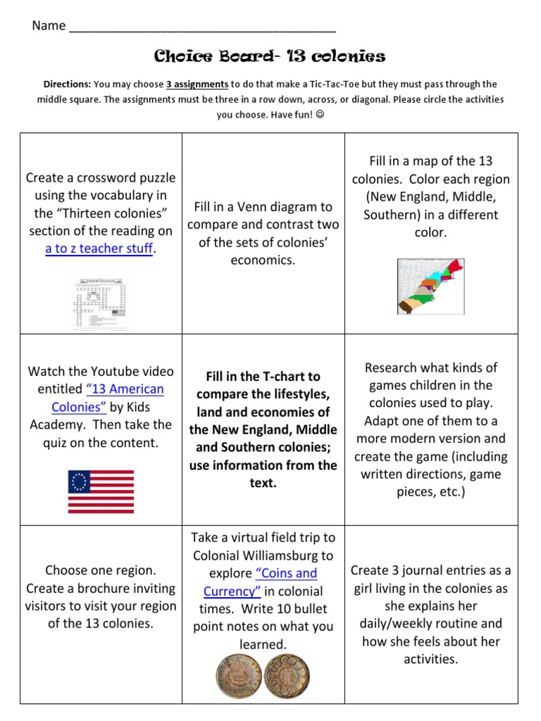 Choice Board Colonies | PDF | Leisure