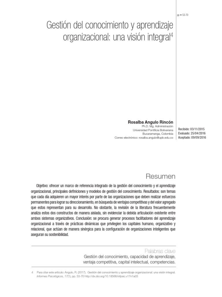 Gestion Del Conocimiento | PDF | Conocimiento administrativo | Capital ...