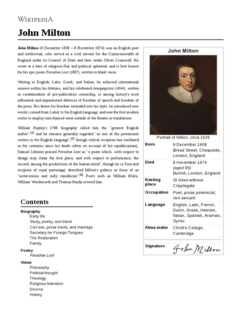 John Milton | PDF | John Milton | Bible