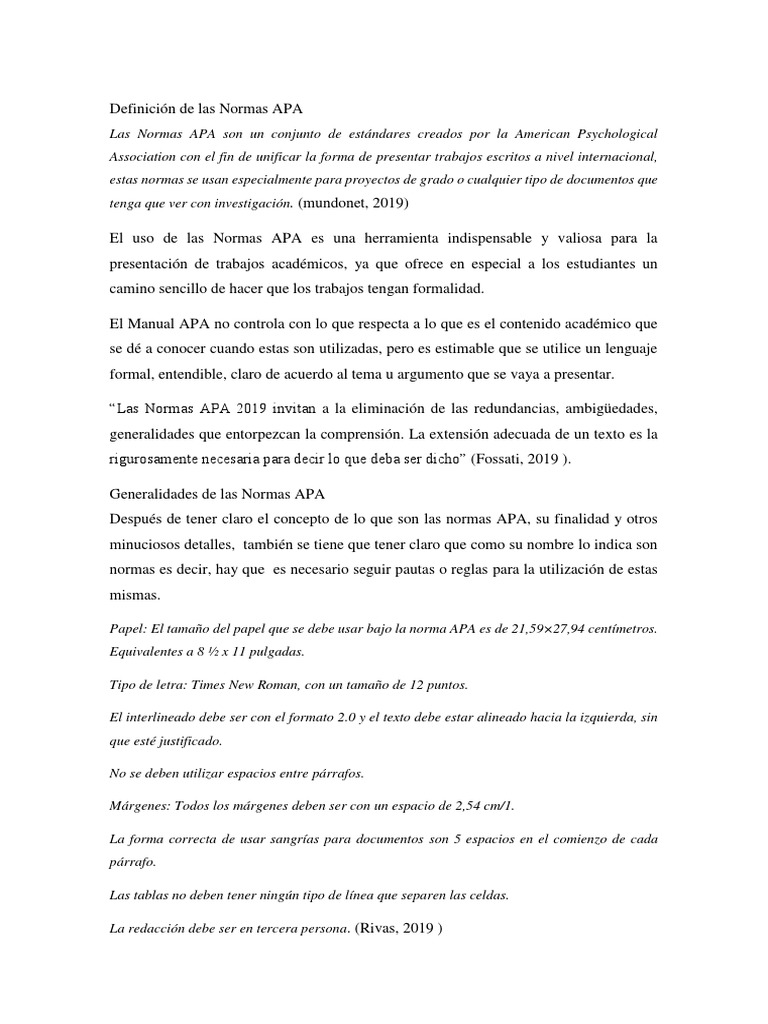 Definición de Las Normas APA | PDF | Estilo apa | Bibliografía