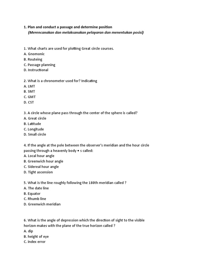 Navigation Fundamentals: A Collection of Questions Covering Key ...
