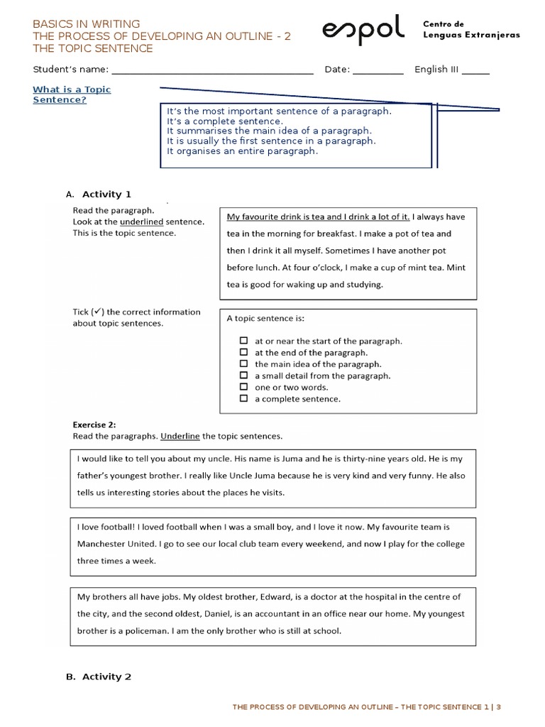 Understanding Topic Sentences | PDF