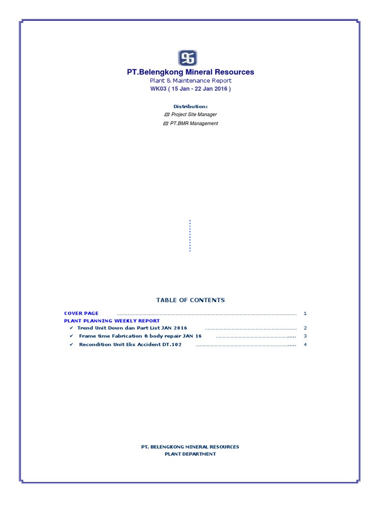 Contoh Weekly Report Maintenance | PDF | Automotive Industry ...