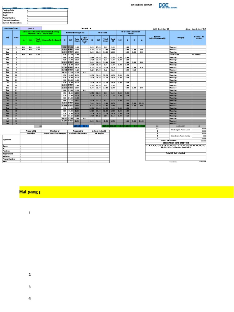 TIME SHEET TRACKER | PDF | Working Conditions | Labour Law