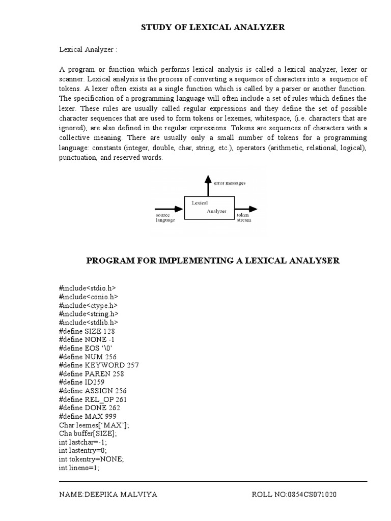 Study of Lexical Analyzer | PDF | Compiler | Software Development