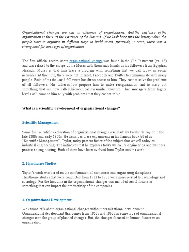 History of Organization Change | PDF | Lean Manufacturing | Behavioural ...