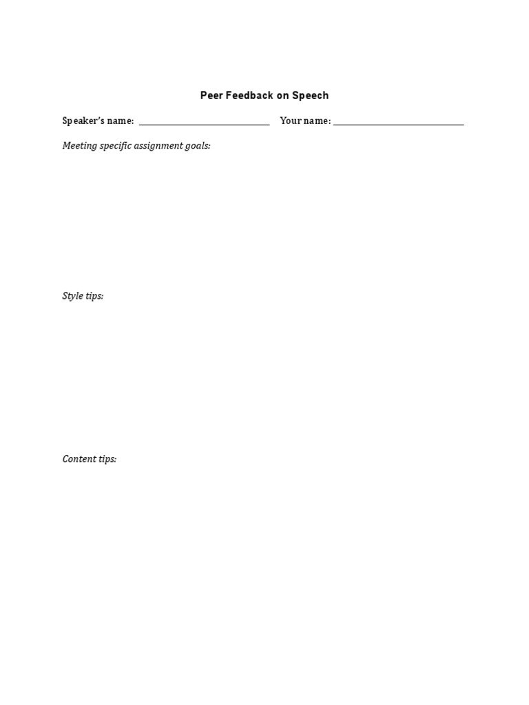 P155 Peer Feedback Form PDF | PDF | Business