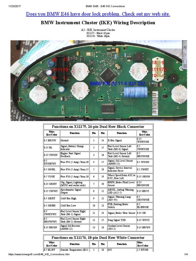 E46 Instrument Cluster Wiring Guide | PDF | Transport | Motor Vehicle