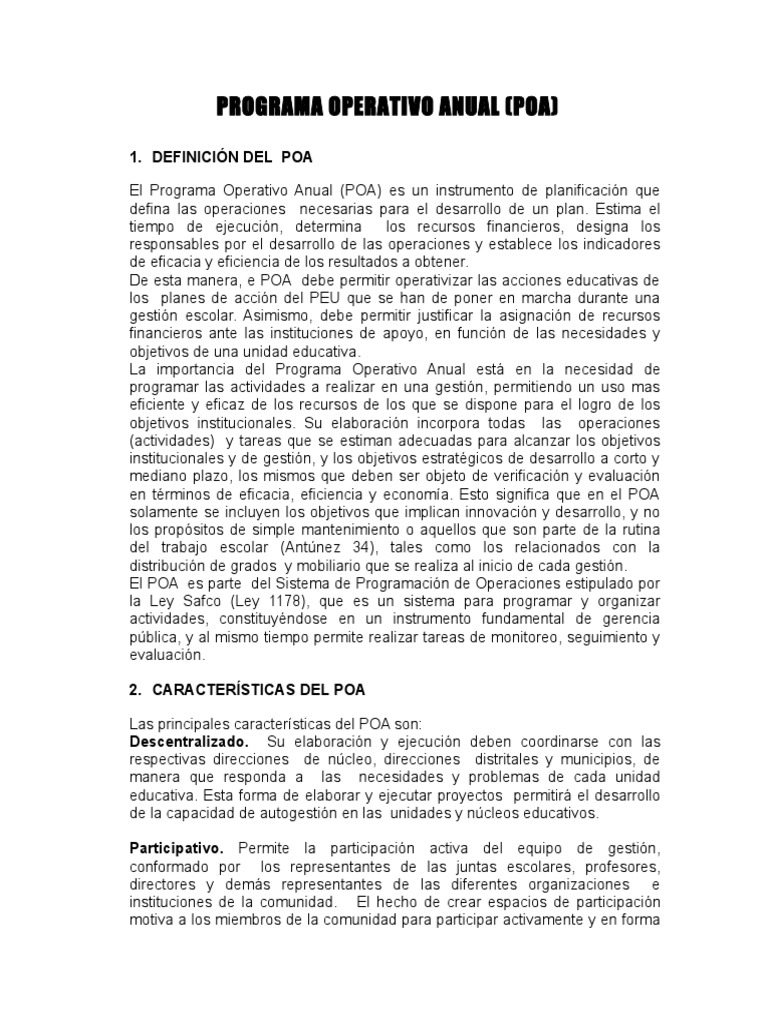 POA: Planificación Educativa Eficaz | PDF | Planificación | Evaluación