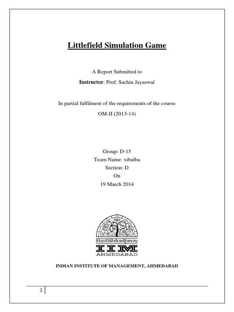 IIMA Sec D Group 15 LittleField Game Analysis | PDF | Coefficient Of ...