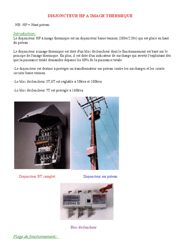 Disjoncteur HP A Image Thermique | PDF | Transformateur électrique ...