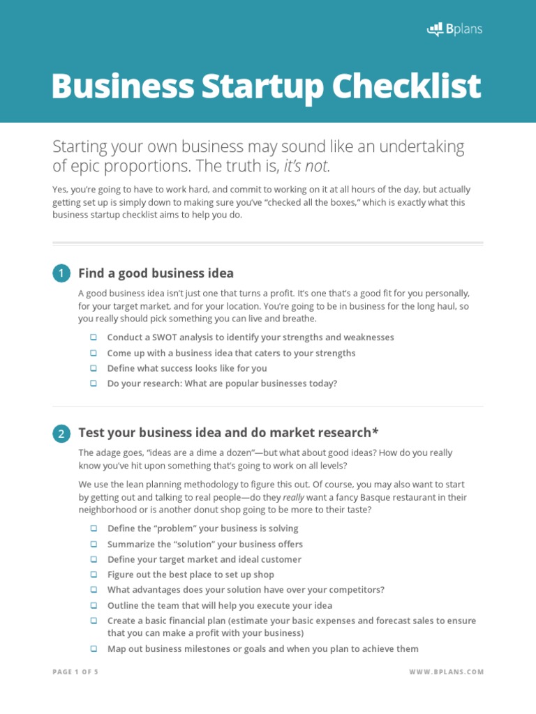 Business Startup Checklist Guide | PDF