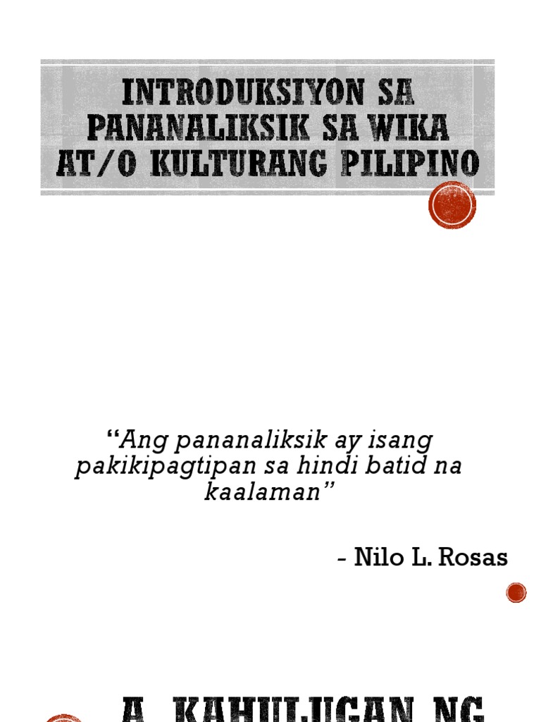 Introduksiyon Sa Pananaliksik Sa Wika at | PDF