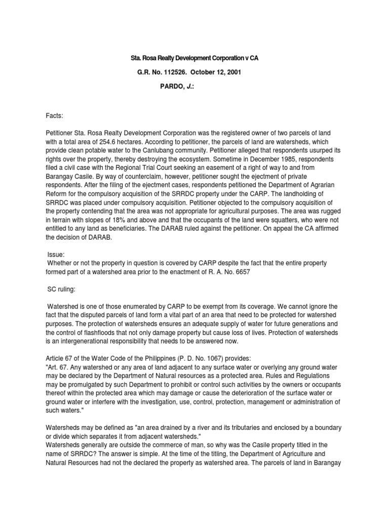 SRDC Vs CA | PDF | Zoning | Real Property
