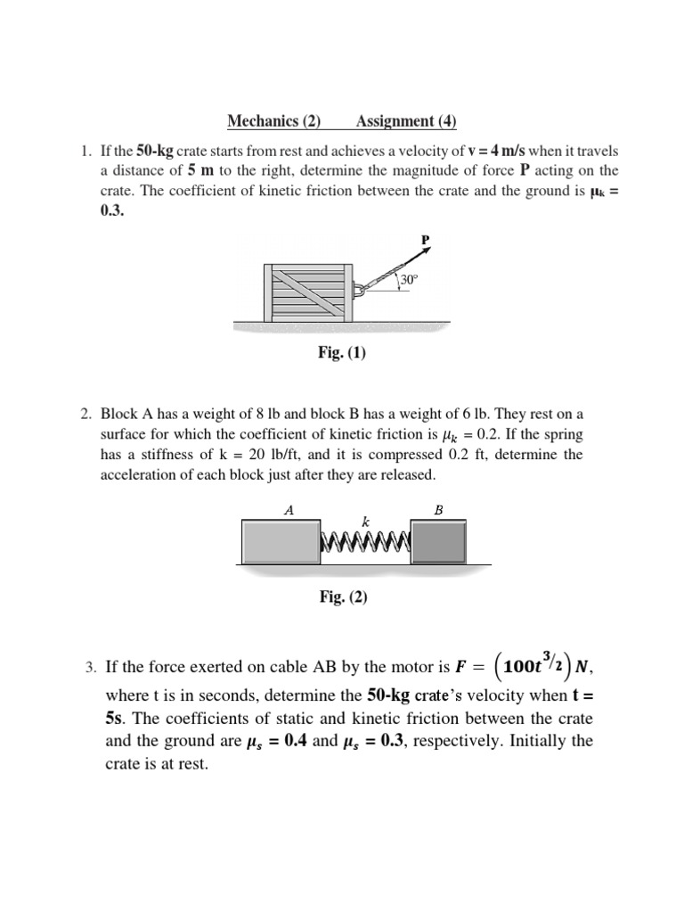 Assignment 4 New | PDF | Friction | Force