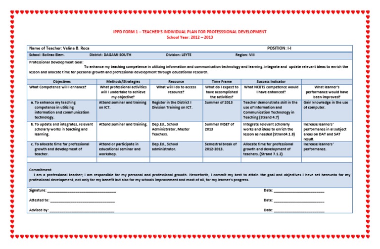 Teacher's IPPD Plan 2012-2013 | PDF | Educational Technology | Learning