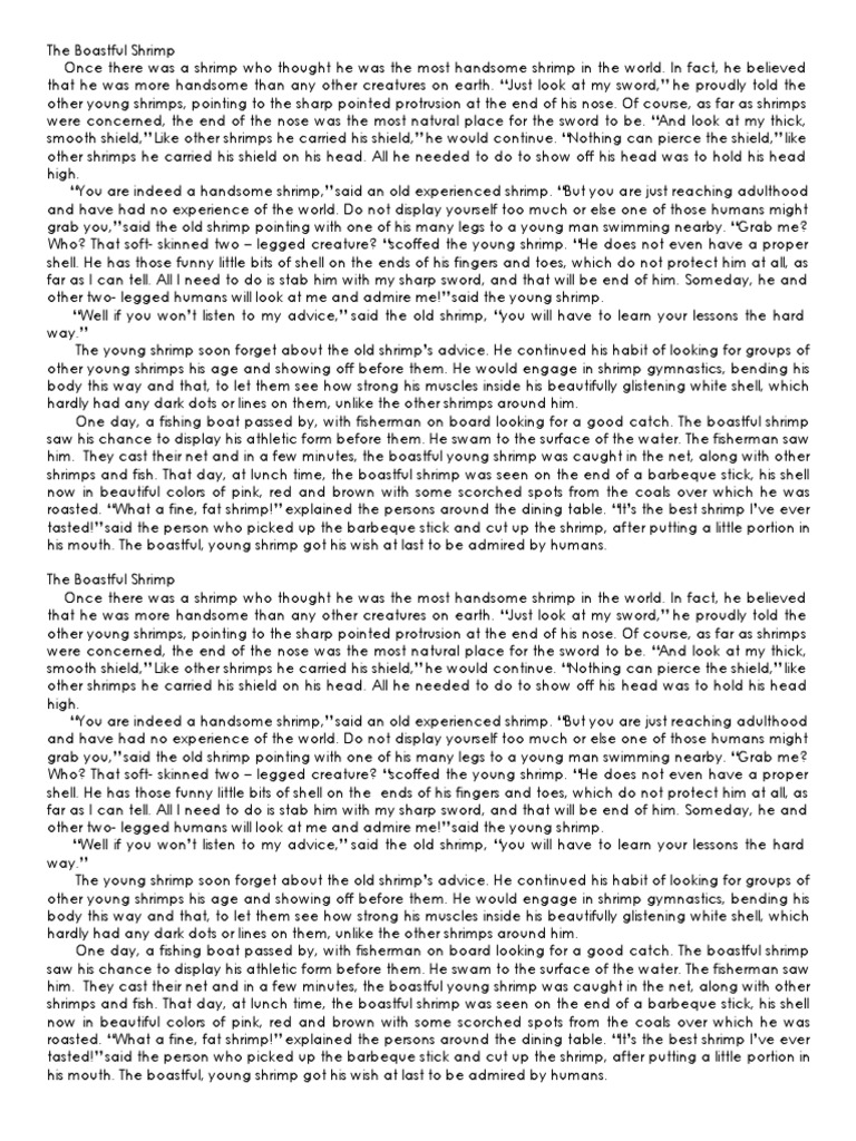 The Boastful Shrimp Grade 6 | PDF | Shrimp | Nature