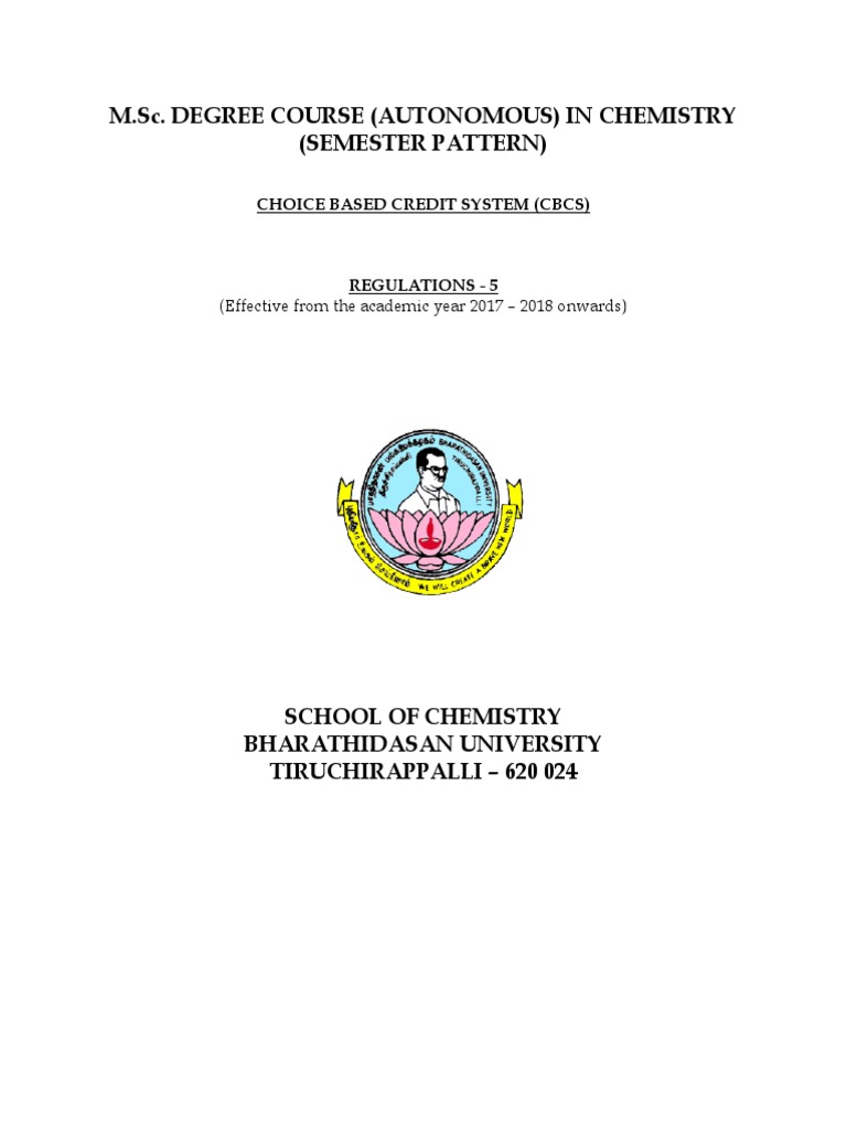 M.Sc. Chemistry Course Regulations | PDF | Master Of Science | Chemical ...
