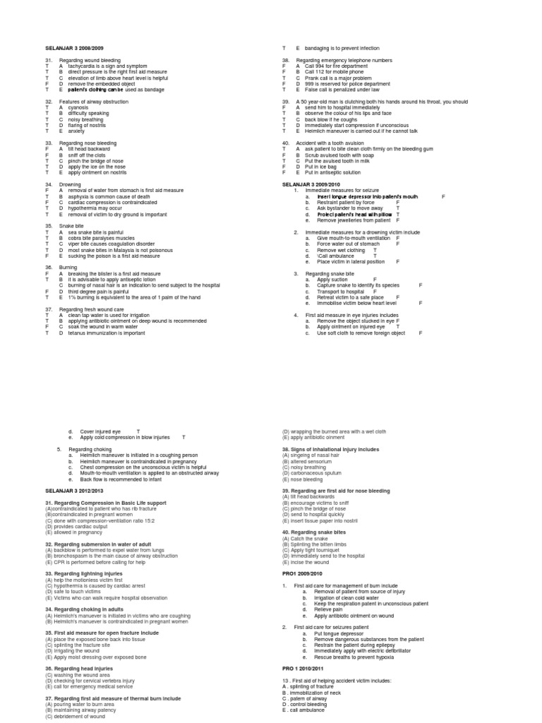 Contoh Soalan MCQ | PDF | Burn | First Aid