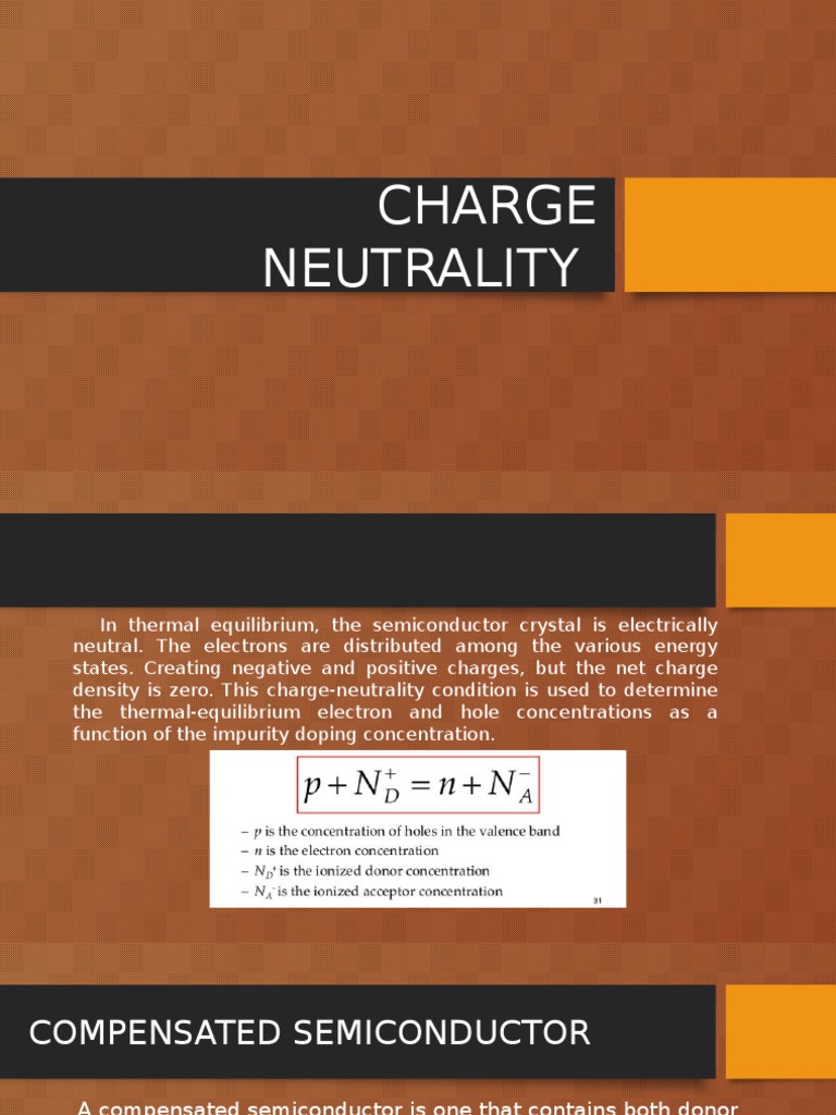 Charge Neutrality Final | PDF | Semiconductors | Doping (Semiconductor)