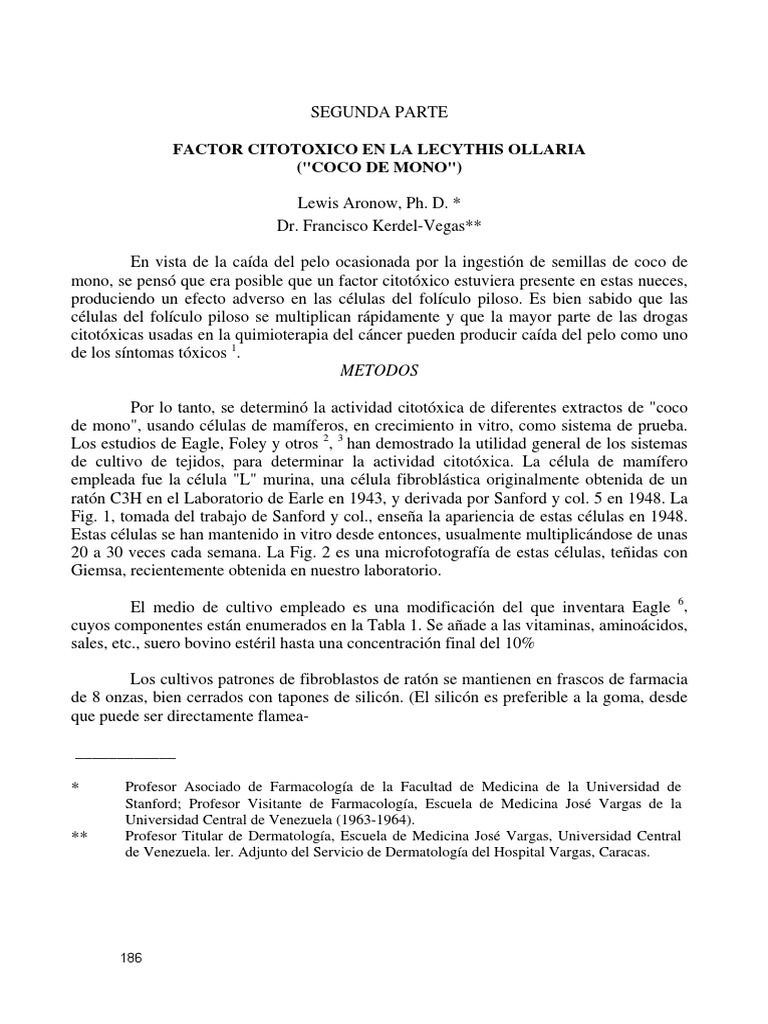 Factor Citotoxico en La Lecythis Ollaria ("Coco de Mono") | PDF | Pelo ...