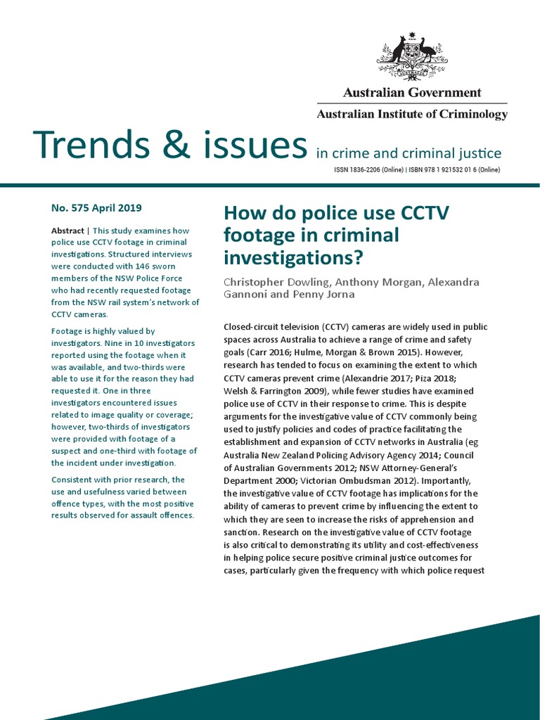 Trends & Issues: How Do Police Use CCTV Footage in Criminal ...