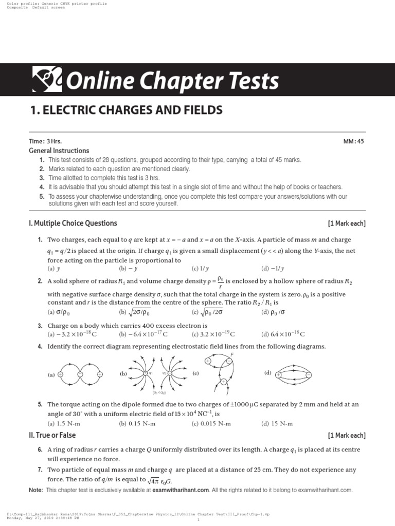 Physics Chap 1 | PDF | Electric Field | Electric Charge